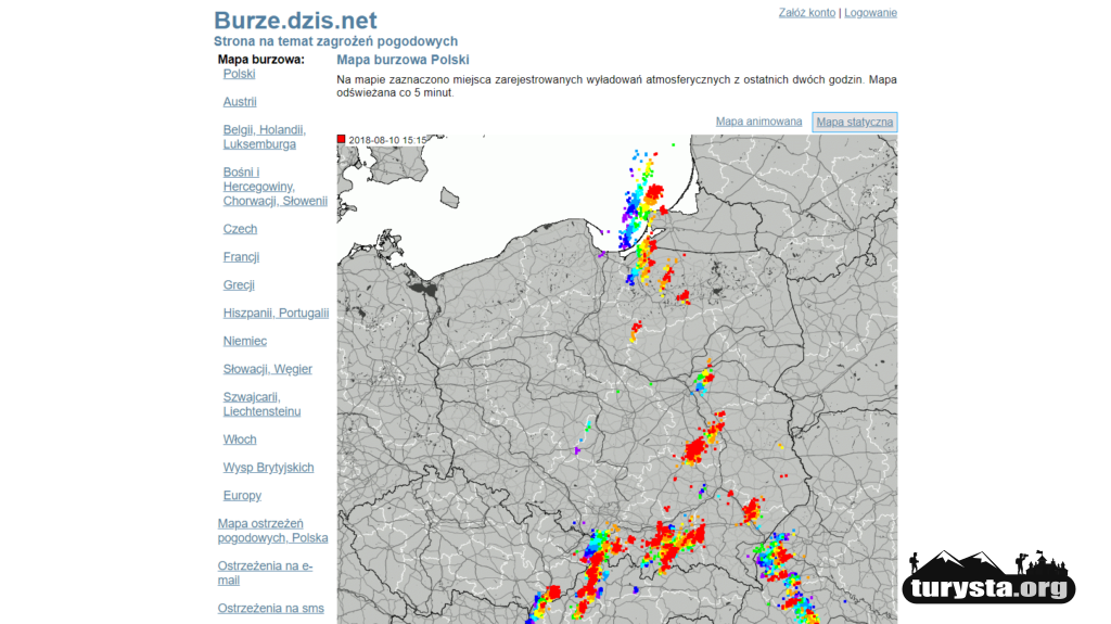 Zestawienie stron internetowych na których sprawdzisz gdzie jest burza ...